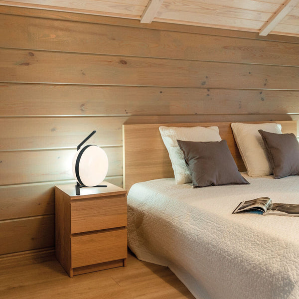 Veioza Minimalista PALMA - Stil Simplu in Negru cu Elemente Metalice ...